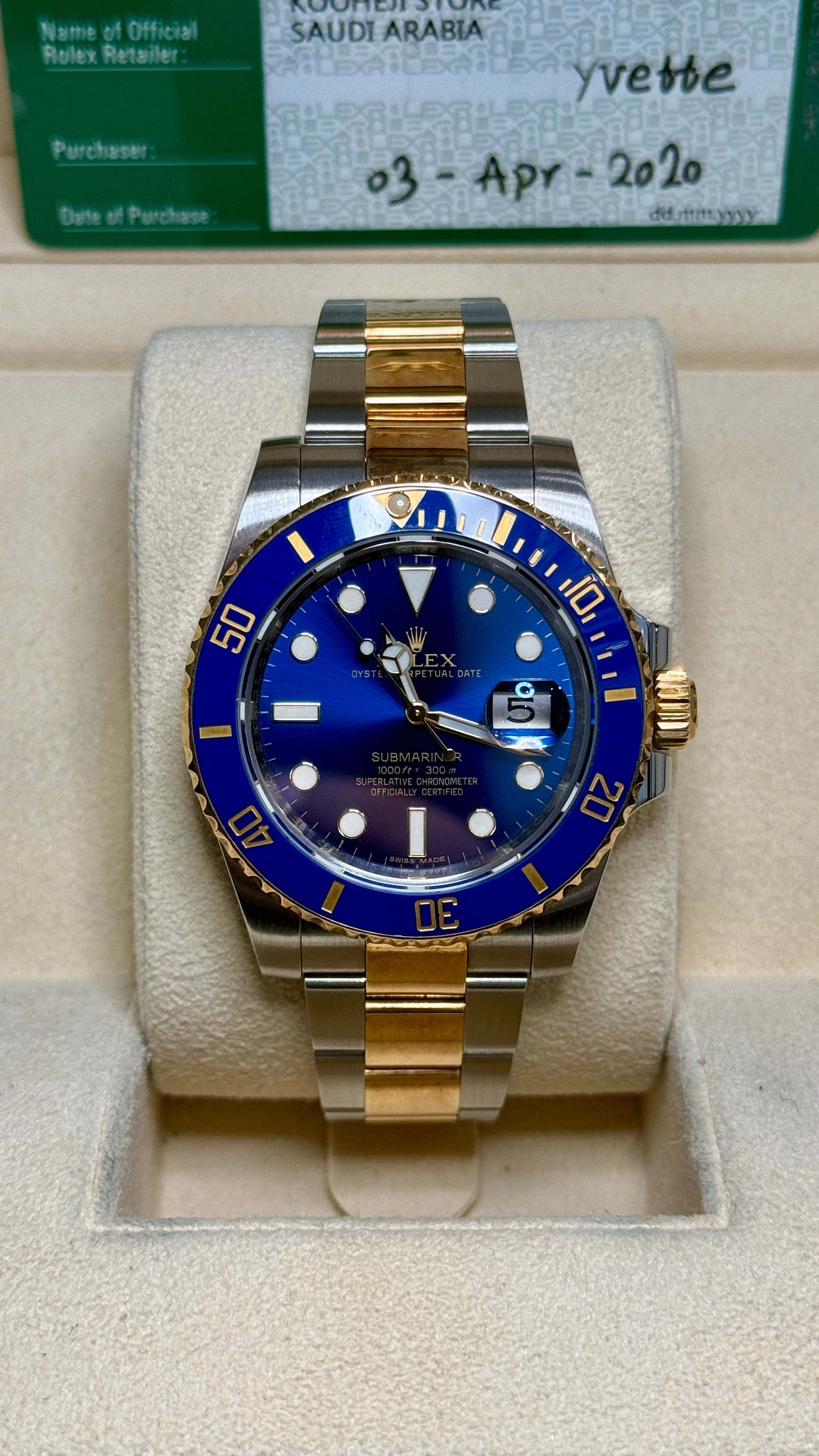 Rolex 116613LB Submariner Blue Diamond 2020 - Card – Simon Diamond Inc